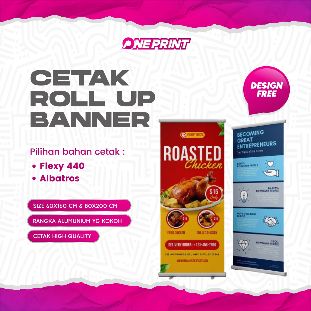 Jual CETAK ROLL UP BANNER PROMOSI & DISPLAY || 60X160 CM || 80X200 CM | Shopee Indonesia