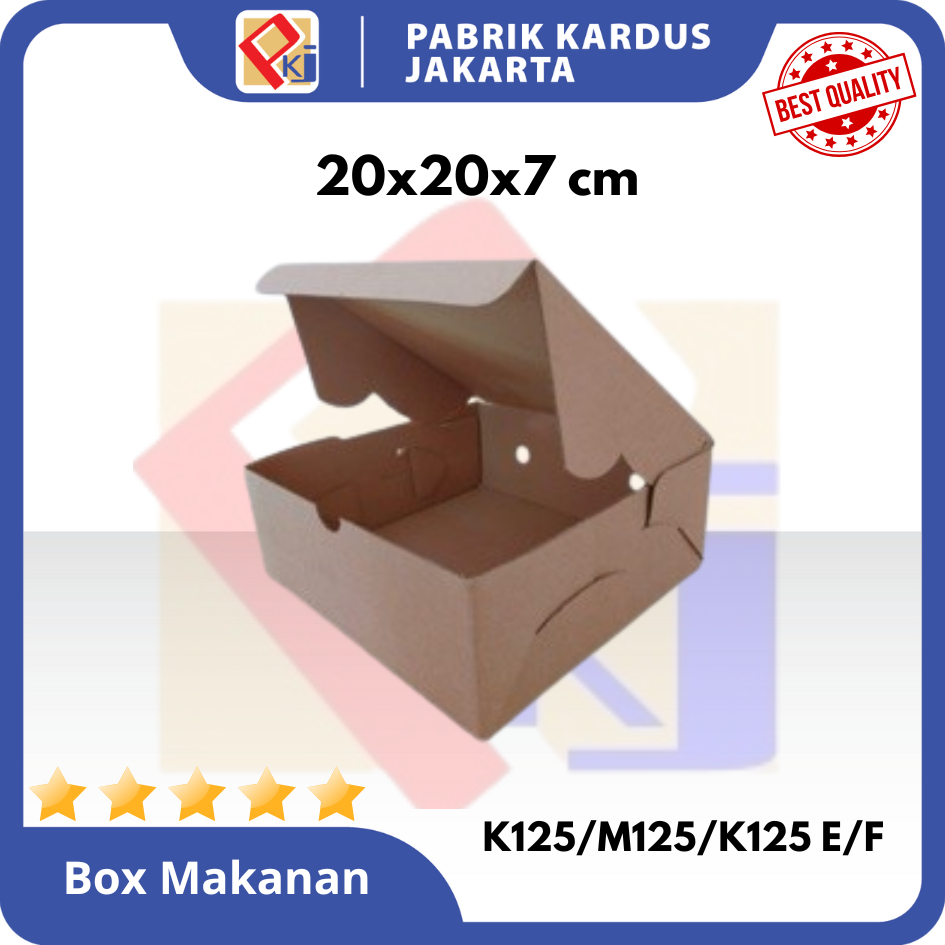 Jual Kardus Karton Box, Dus Makanan, Kue, Roti, 20x20x7cm coklat Polos ...