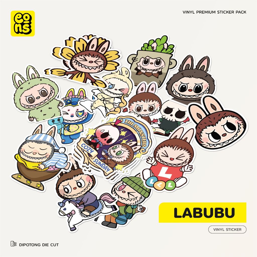 Jual Stiker Labubu Die Cut Laminasi Tahan Air - Stiker Lucu & Tahan ...
