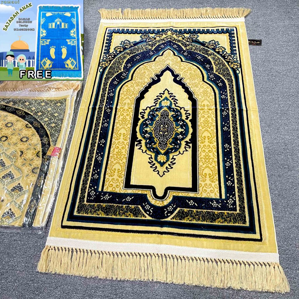 Jual NEW Sajadah Premium Emas Best Quality Uk 70*110 cm bahan Bludru ...