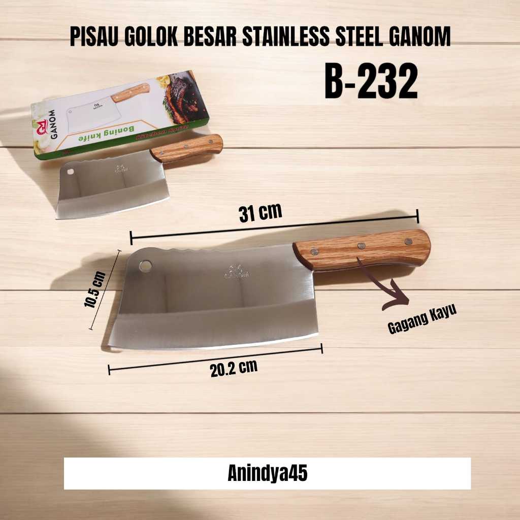 Jual Golok stainless steel besar gagang kayu ganom B232/Golok ayam ...