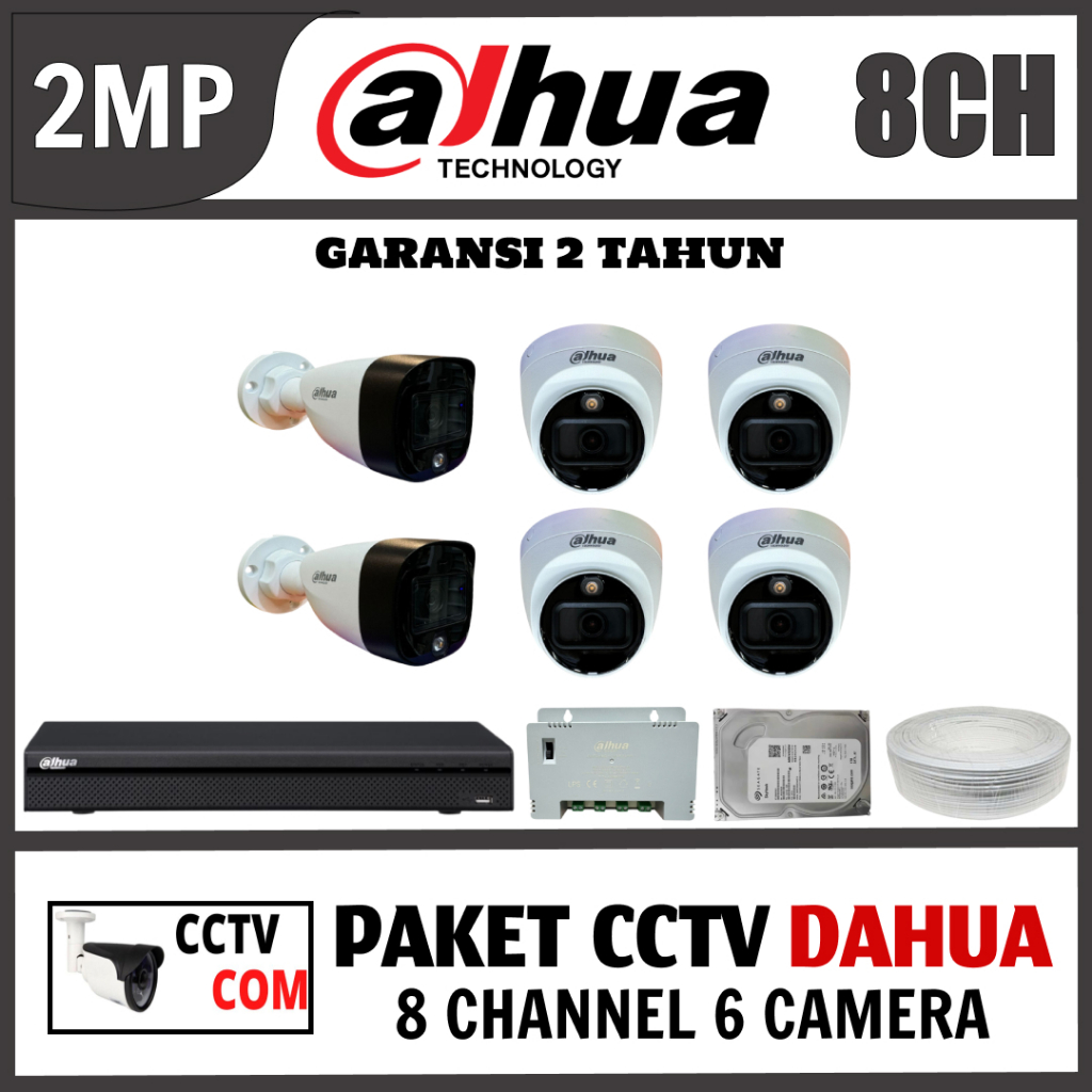 Jual PAKET CCTV DAHUA 2MP 8 CHANNEL 6 CAMERA TURBO HD KAMERA CCTV | Shopee Indonesia