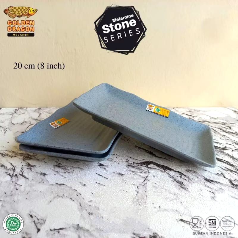 Jual Piring Melamine Kotak Model Batu 8 Inch - Piring Saji - Piring ...