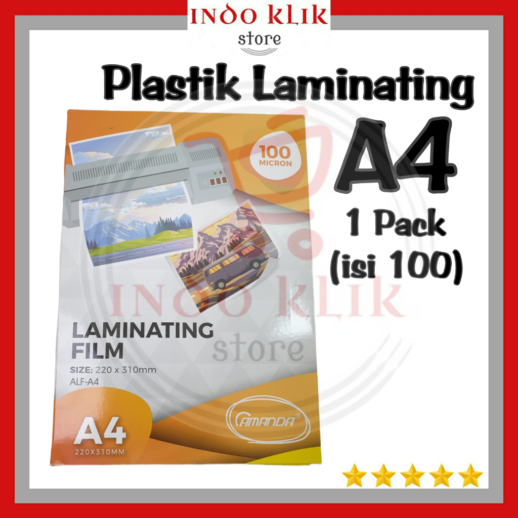 Jual Plastik Laminating Film A4 Amanda 100 Micron / isi 100 lembar 220 x 310 mm / Untuk 1 Pak ...