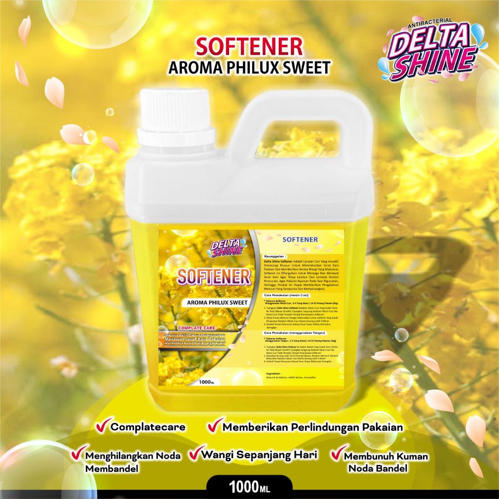 Jual (DELTA SHINE) SOFTENER 1000ML, PELEMBUT DAN PEWANGI PAKAIAN 1LT ...