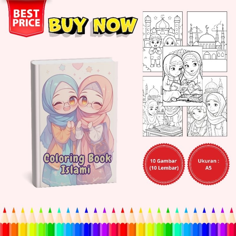 Jual 10 COLORING BOOK/LEMBAR MEWARNAI ISLAMI/MUSLIM A4/A5 (PRINT/CETAK ...