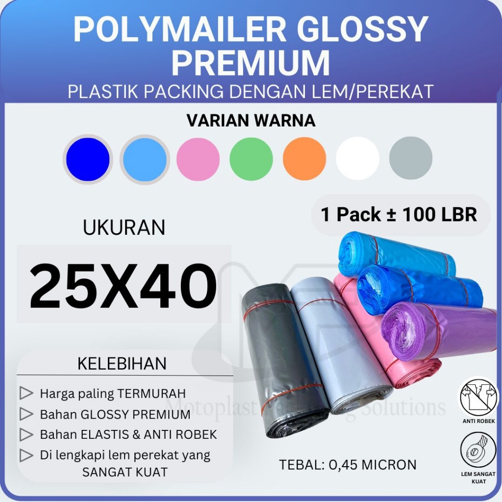 Jual Plastik packing polymailer glossy 25x4 isi 1 lbr | Shopee Indonesia
