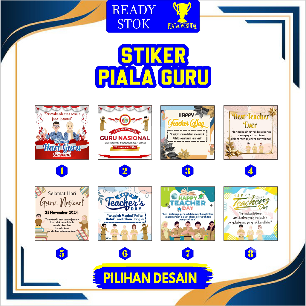 Jual stiker piala hari guru ( tidak bisa custom ) | Shopee Indonesia