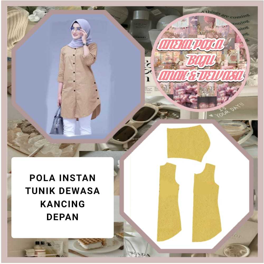 Jual Pola Instan Tunik Dewasa Kancing Depan I Tunik Dewasa I Pola Tunik I Pola Jiplak I | Shopee ...