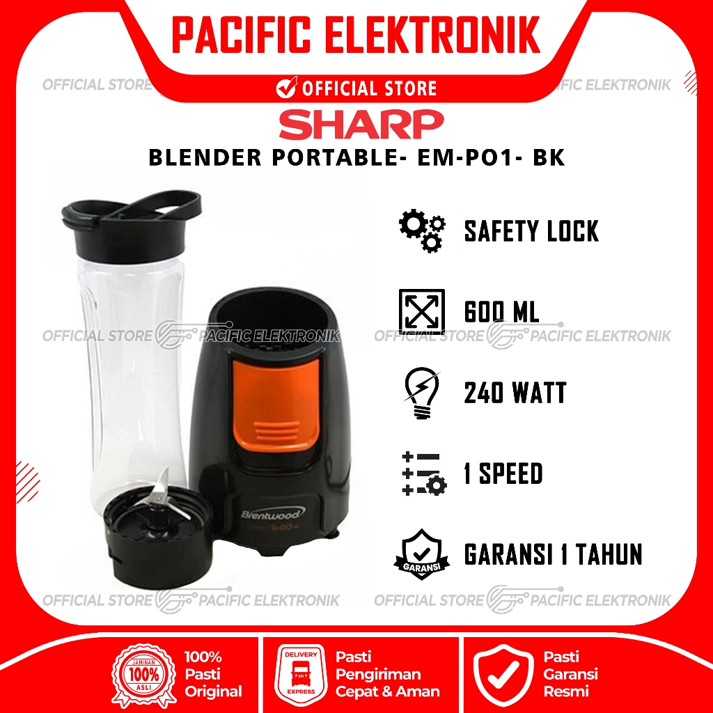 Jual Personal Hand Blender Sharp 0.6Liter EM-P01-BK / EMP01BK (Blender Portable) | Shopee Indonesia