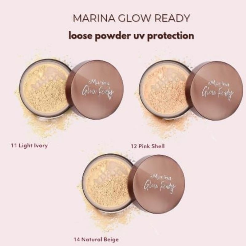 Jual Marina Glow Ready Loose Powder UV Protection 100% original ...