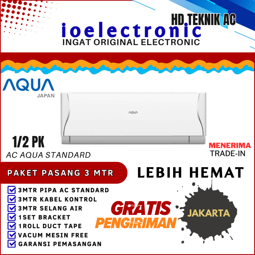 Jual AC AQUA 1/2 PK AQA-KR5AHQ/ANQ/FQDL/FQAL NEW R32 PAKET PASANG+ACESORIES LEBIH MURAH | Shopee ...