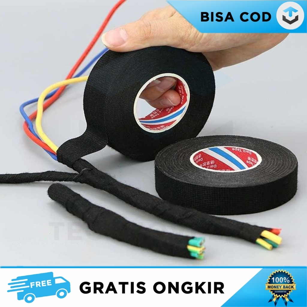 Jual LAKBAN HITAM BAHAN KAIN ADHESIVE TAPE TAHAN PANAS PANJANG 15M 25MM ...