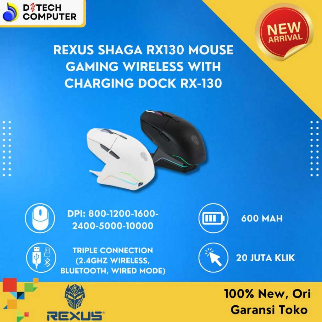 Jual Rexus Mouse Gaming Wireless SHAGA RX 130 - BLACK | Shopee Indonesia