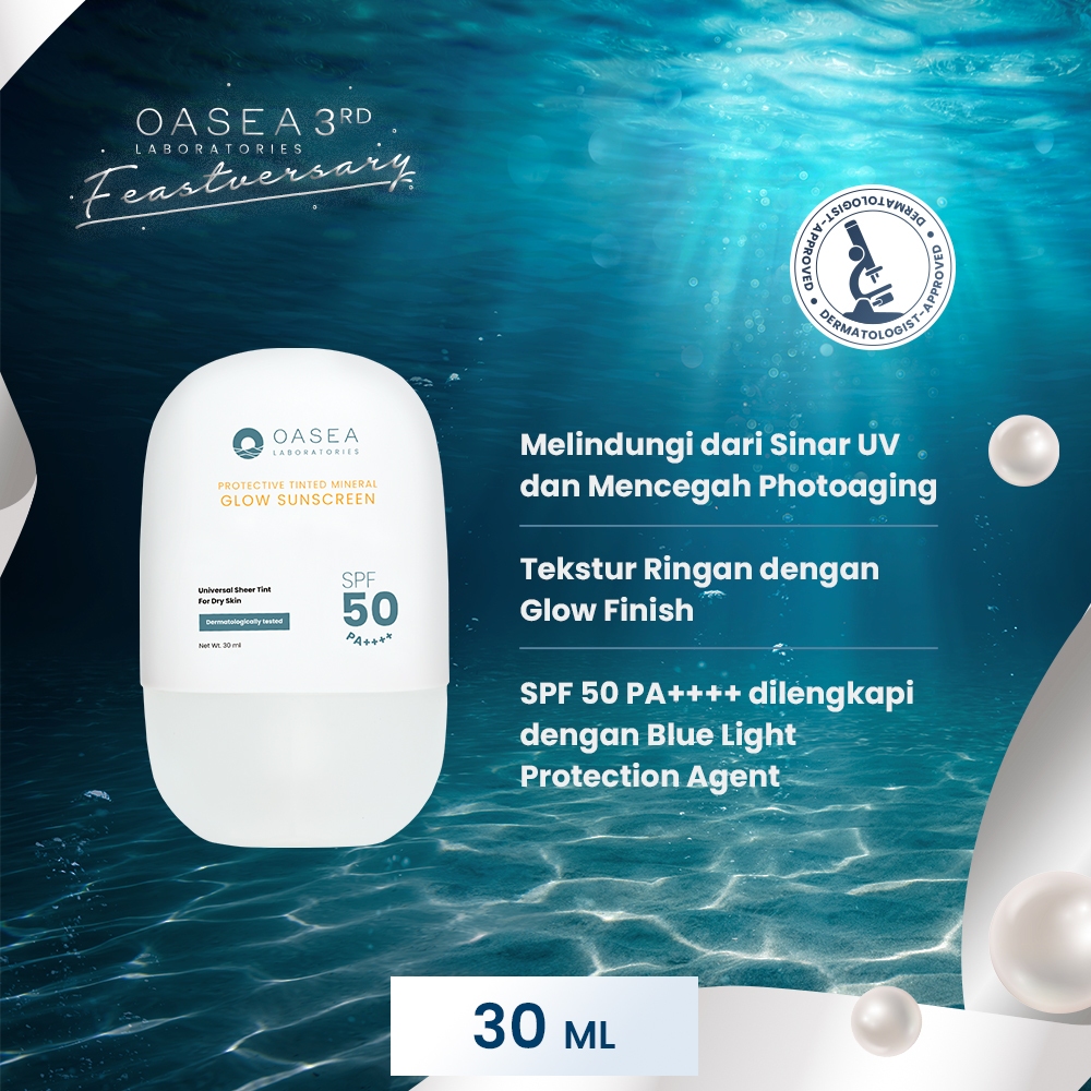 Jual Oasea Protective Tinted Mineral Glow Sunscreen 30 ml | Shopee ...