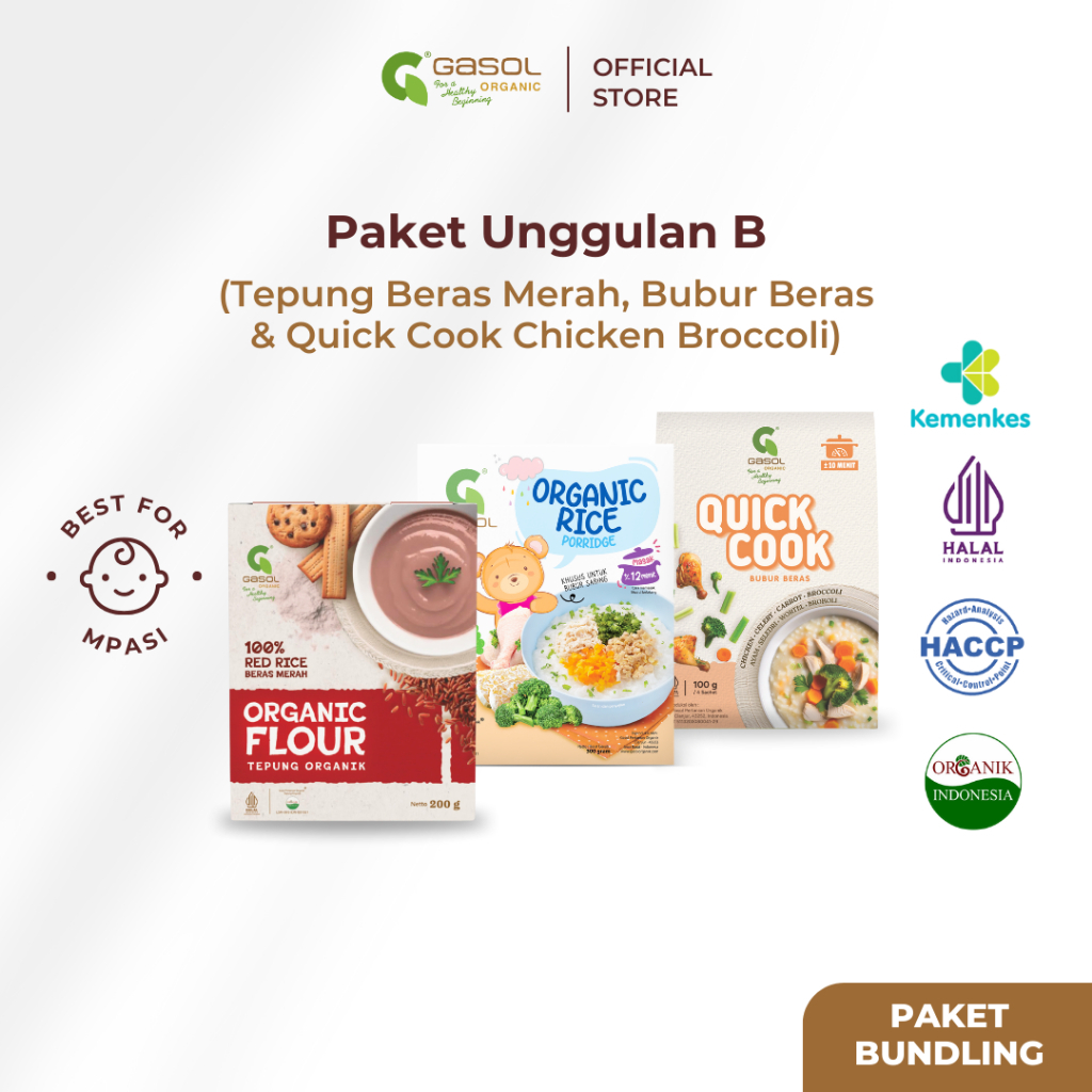 Jual GASOL Paket Unggulan B - Tepung Beras Merah, Bubur Beras, dan ...