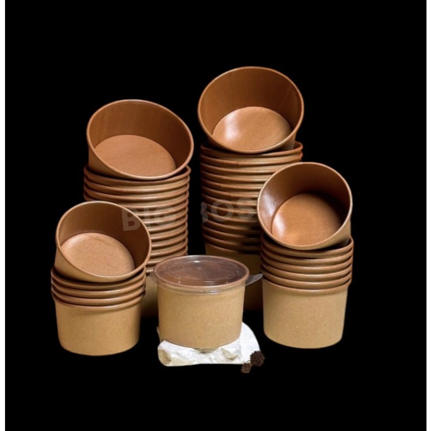 Jual Paper Bowl 650ml Kraft Coklat Laminasi / Mangkok Kertas + Tutup / Paper Rice Bowl (isi 25 ...