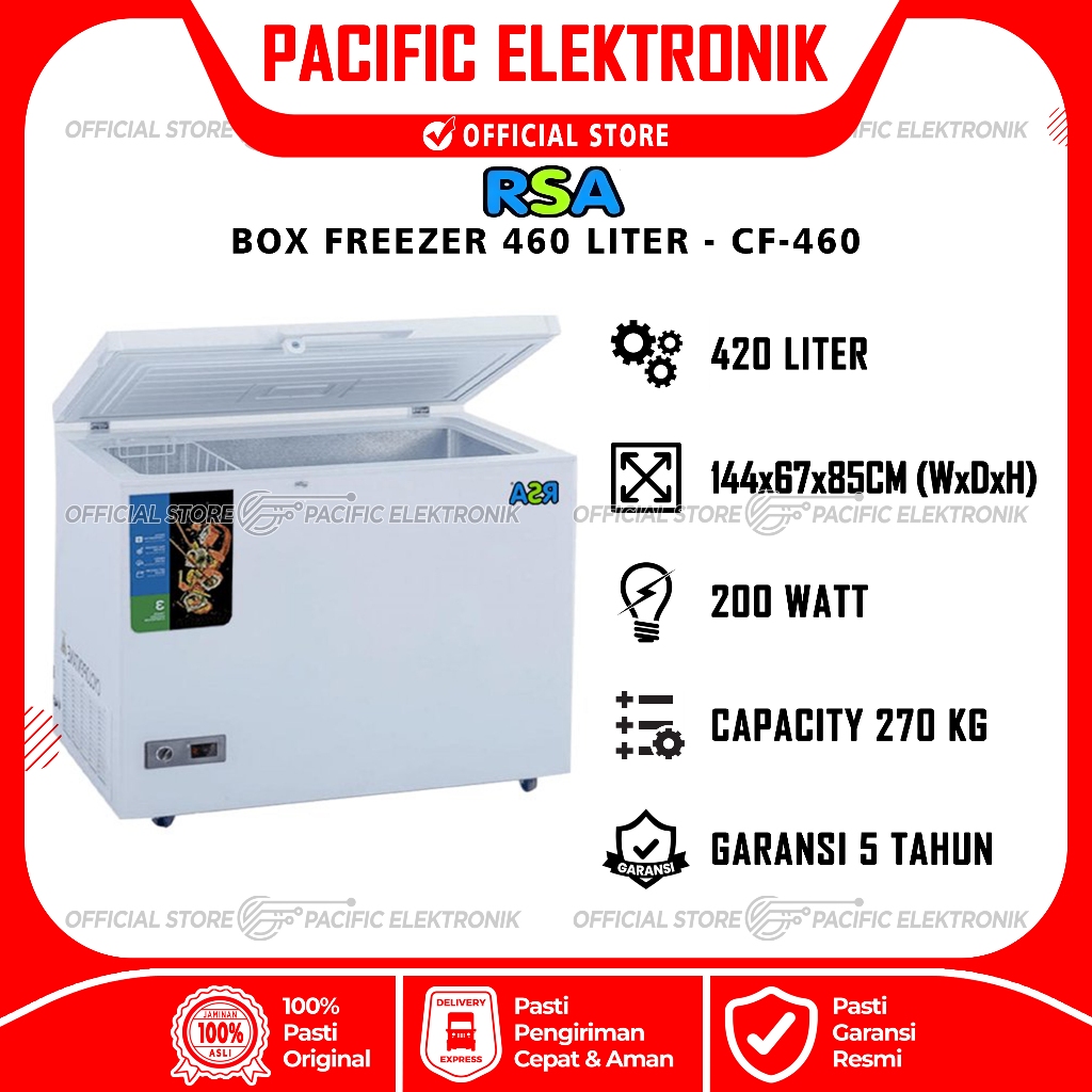 Jual Box Freezer / Chest Freezer RSA 450 Liter CF-460 / CF460 | Shopee ...