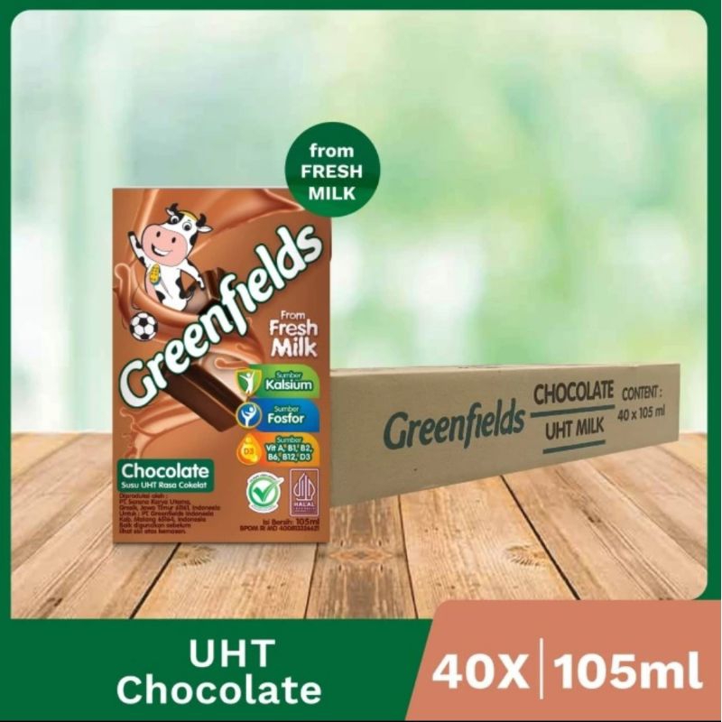 Jual GREENFIELDS SUSU UHT COKELAT / STROBERI / FULL CREAM 40pcs x 105ml | Shopee Indonesia