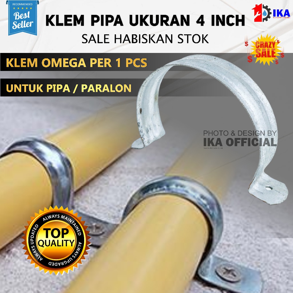 Jual Klem pipa 4" inch / Klem omega/ klem plat/ klem besi/ klem seng ...