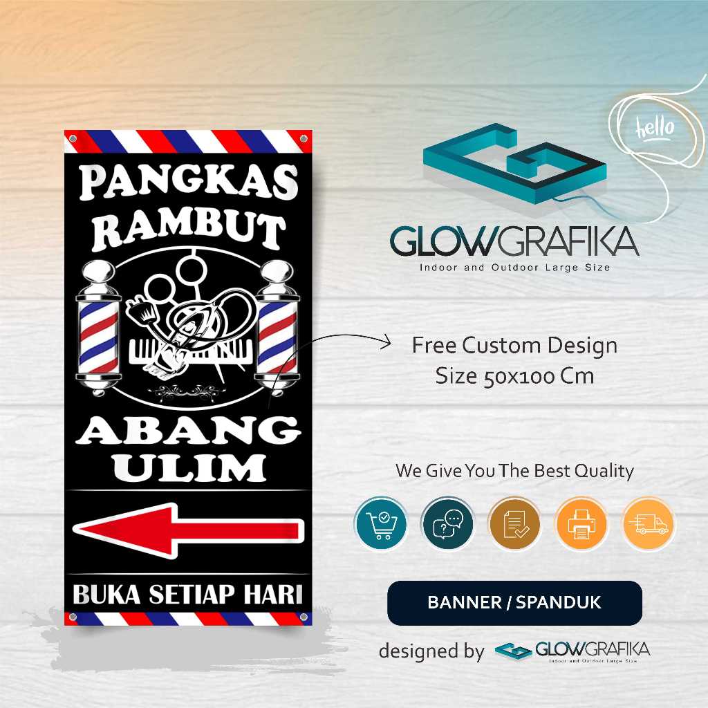 Jual Cetak Spanduk Banner Plang Pangkas Rambut Custom Nama | Shopee ...