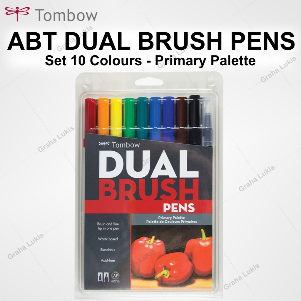 Jual Tombow Dual Brush Pen ABT Primary Color Set 10 | Shopee Indonesia