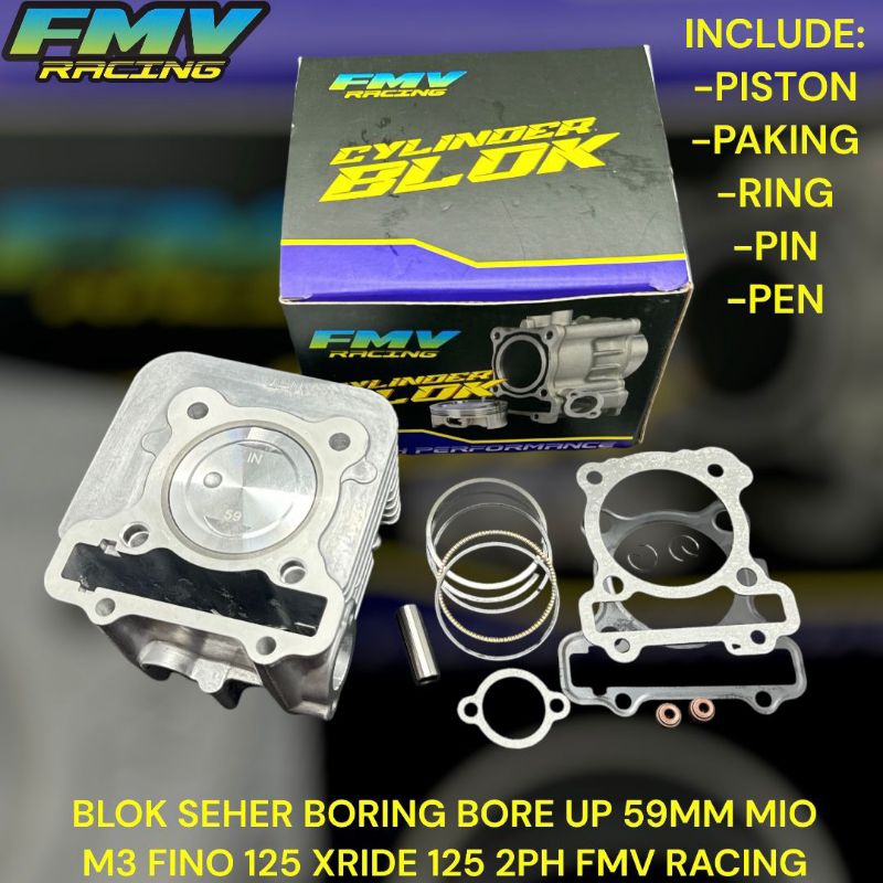 Jual BLOK SEHER BORING FMV RACING BORINGAN PAKET BOREUP BORE UP MIO M3 FINO 125 MIO SOUL GT ...