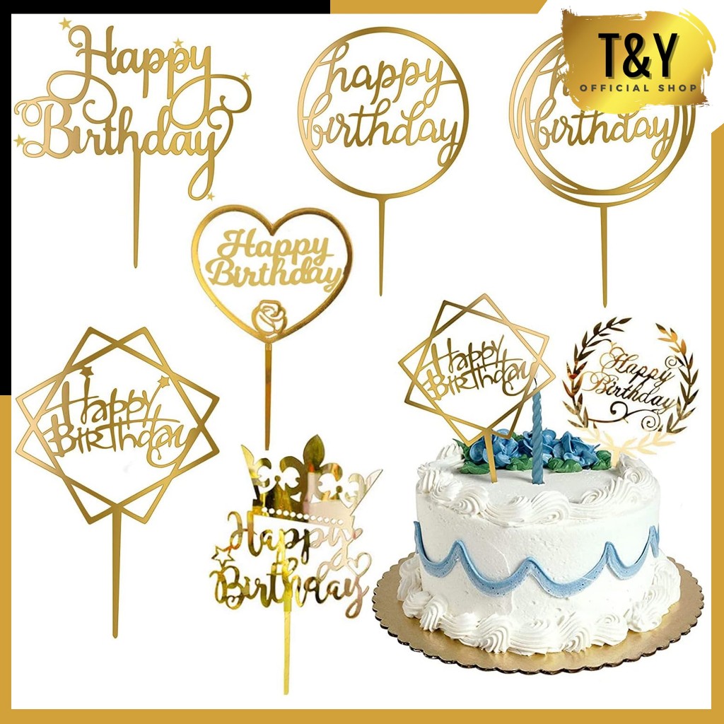 Jual T&Y Topper Cake Happy Birthday Bahan Akrilik Set Hiasan Tusukan ...