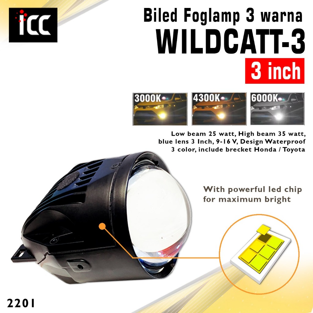 Jual Bilens LED Projector Lens Biled Foglamp ICC Wildcatt-3 3 Inch Bi ...