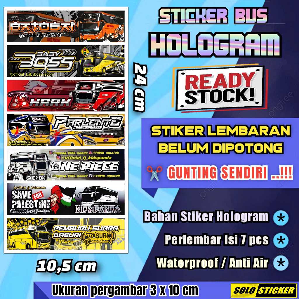 Jual Stiker Bus Hologram Lembaran Isi 7pc Sticker Bis Batosai Baby Boss ...