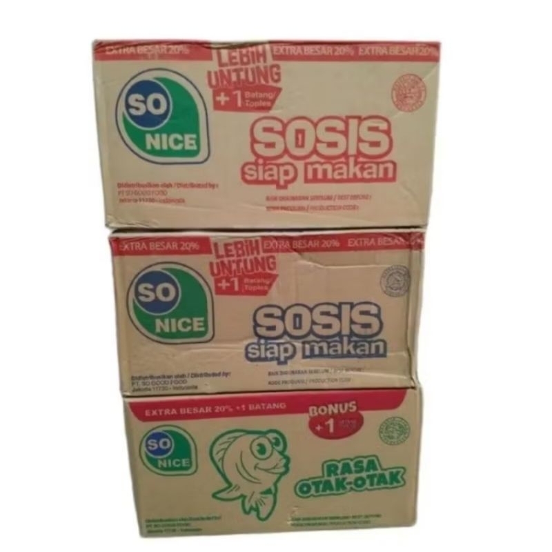 Jual Sosis So Nice Rasa Ayam Sapi 1 Dus isi 6 Toples 24+1pcs @17g ...