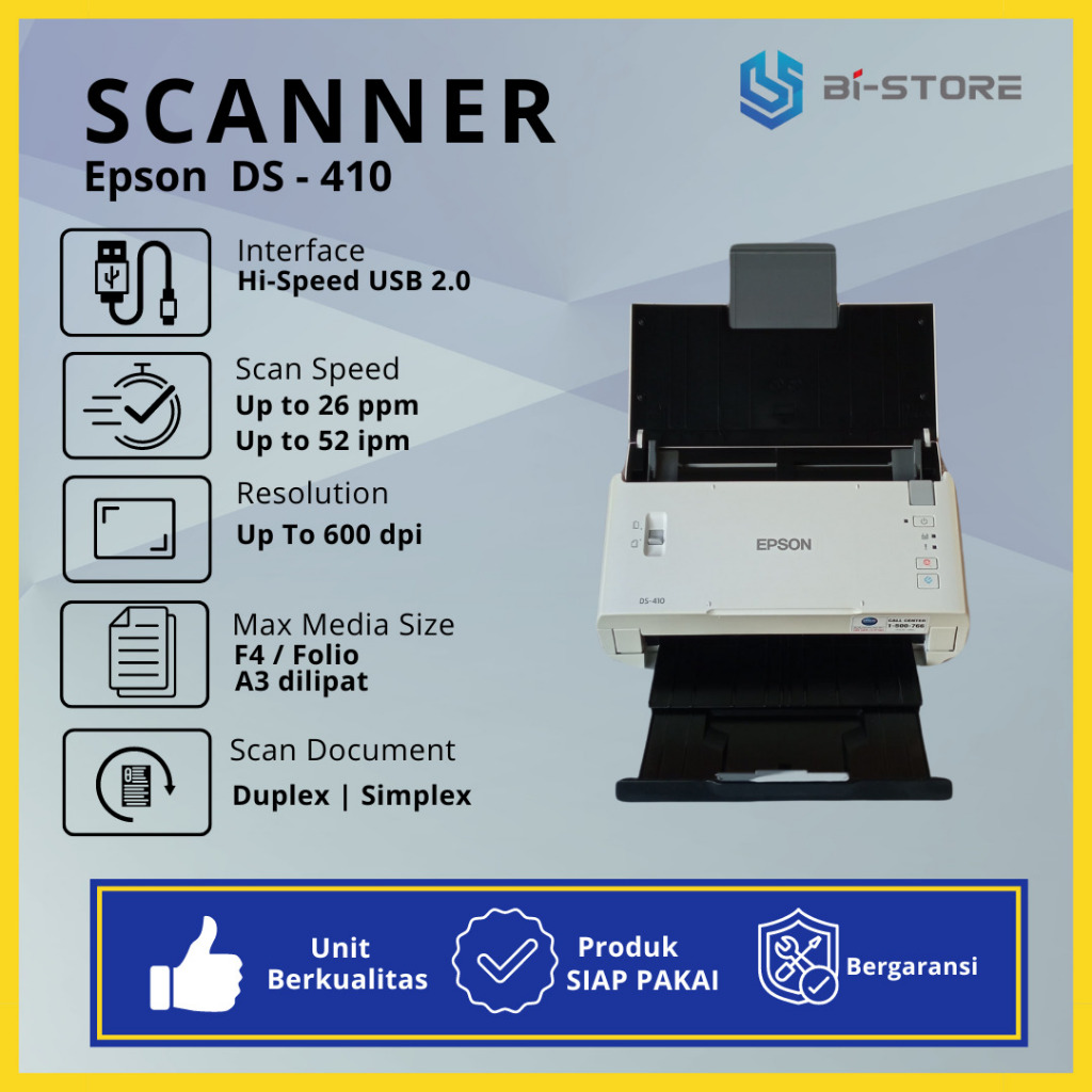 Jual Scanner Folio Epson DS-410 Bisa Scan Kertas Ukuran Folio Dan A3 Di ...