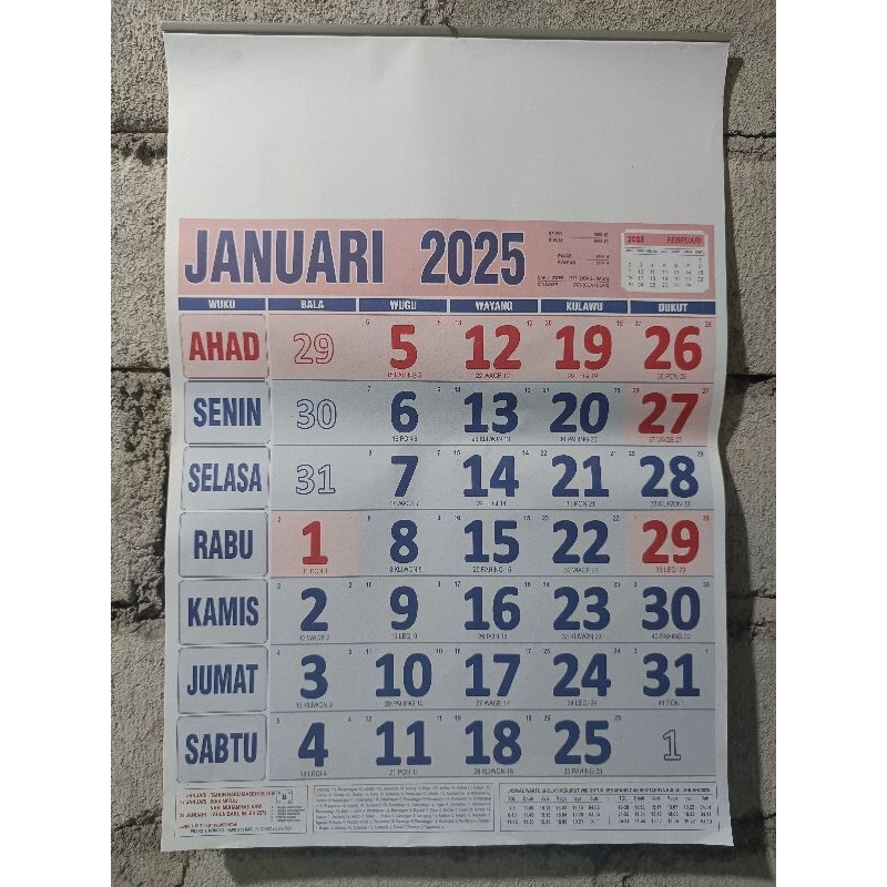 Jual Kalender 2025 Lengkap Kalender Almanak Dinding 2025 Kalender Jawa ...