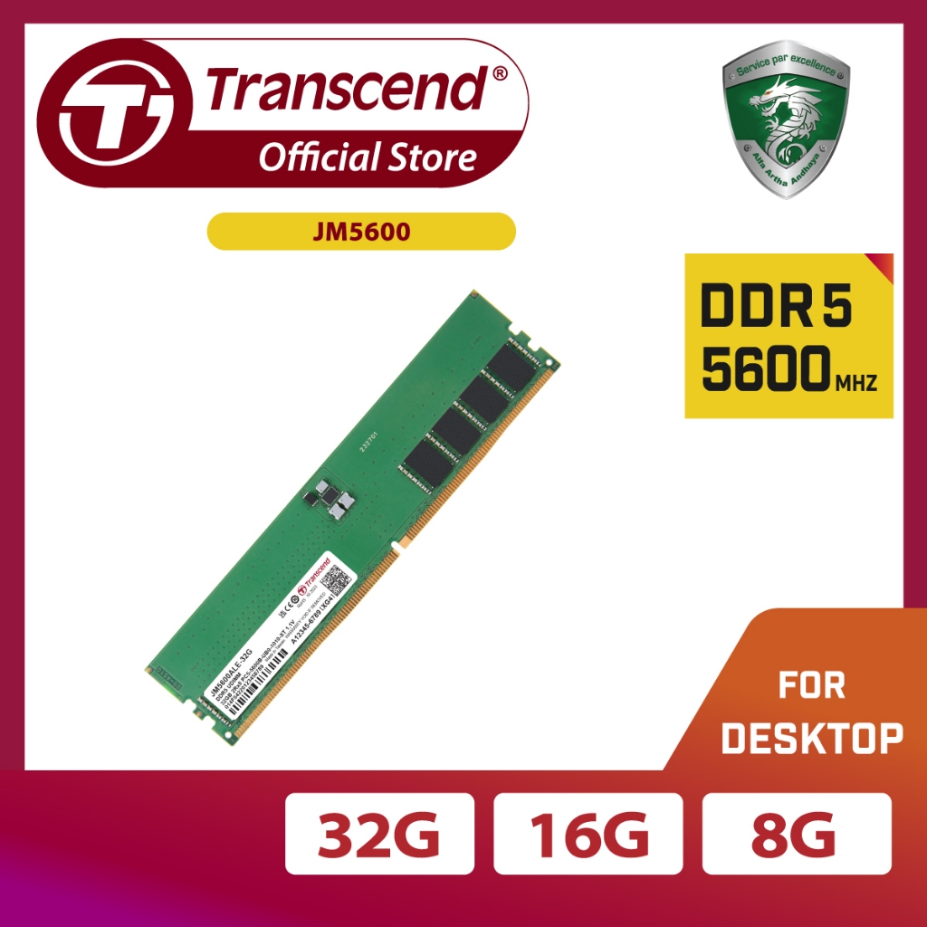 Jual Transcend U-DIMM JETRAM DDR5 5600 [DESKTOP RAM] | Shopee Indonesia