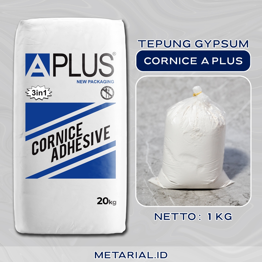 Jual TEPUNG GYPSUM / GIPSUM COMPOUND APLUS PER 1 KG CORNICE ADHESIVE ...