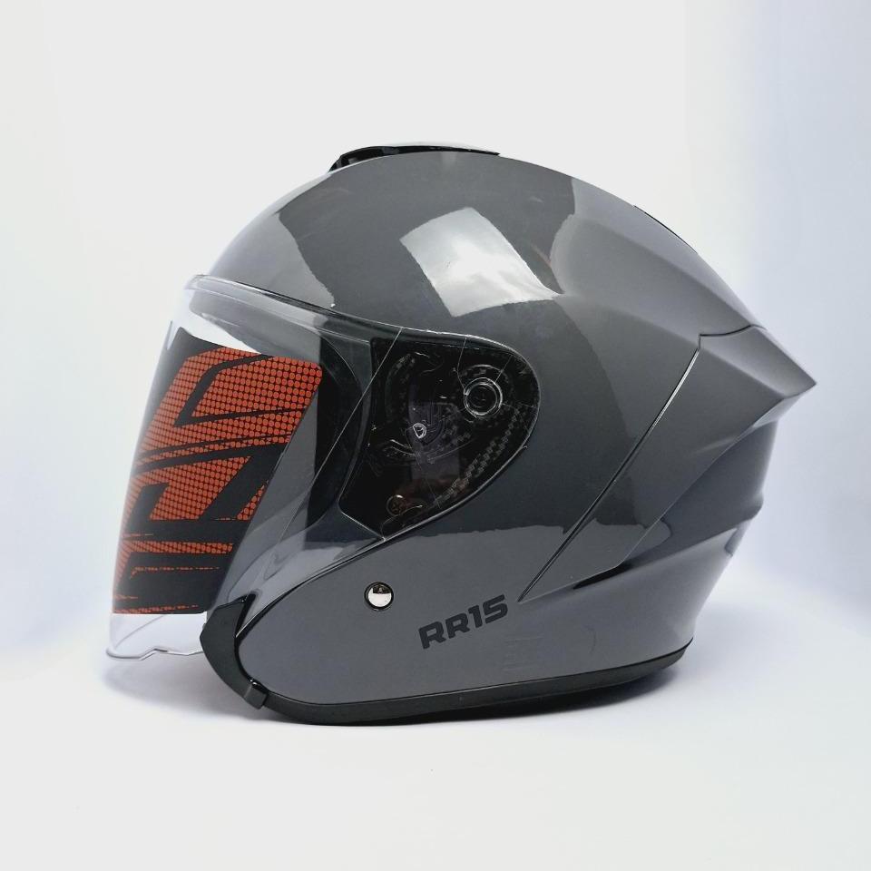 Jual Helm Half Face / MLA RR15 / GORILA GREY KACA VISOR HITAM SMOKE ...