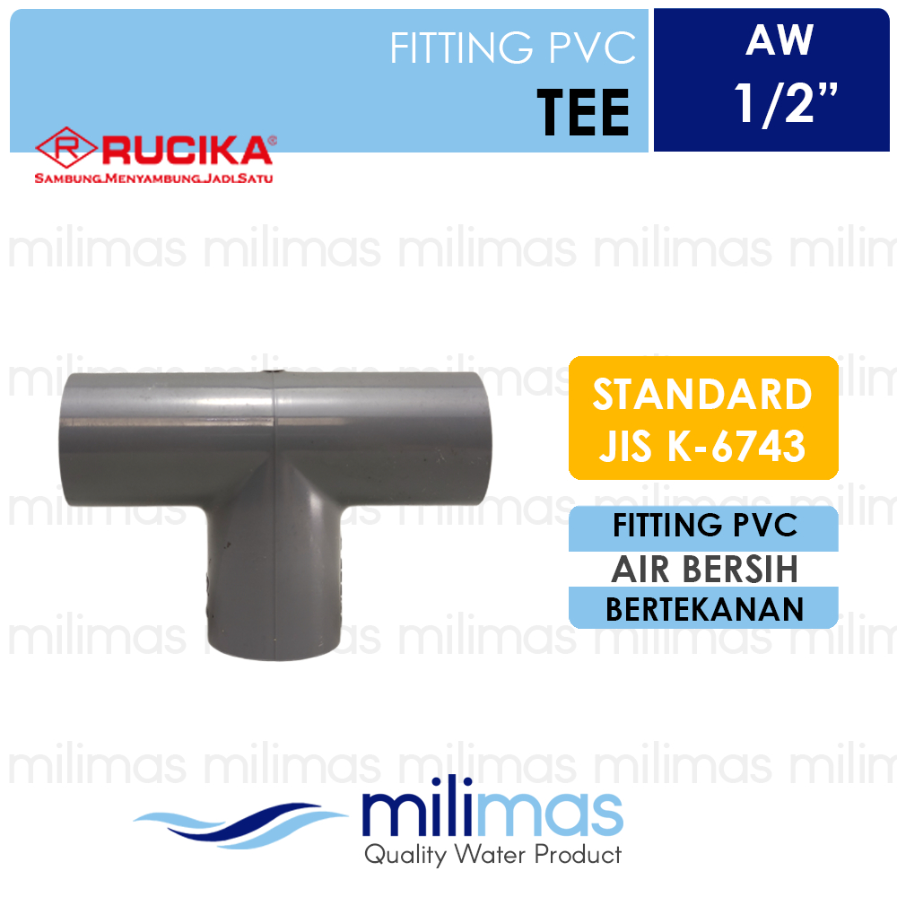 Jual RUCIKA - TEE AW 1/2" - TEE PVC - Fitting Pipa PVC AW | Shopee ...