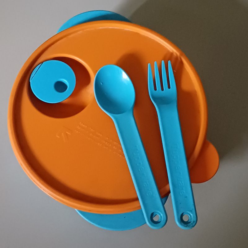 Jual (SECOND) Tupperware Fancy Crystalwave Lunch Set CWL Biru Orange ...