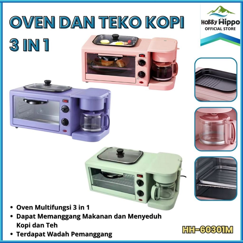 Jual BREAKFAST MAKER/OVEN 3IN1 MULTIFUNGSI GRILL PAN, MESIN KOPI/TEH ...