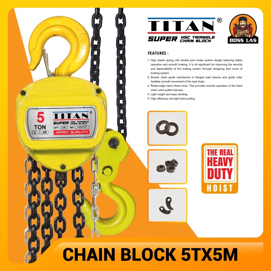 Jual TITAN Chainblock Katrol 5T x 5M / Chain Block Takel 5 Ton x 5 ...