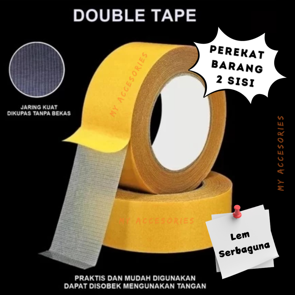 Jual DOUBLE TAPE KUNING Isolasi Selotip Lem Perekat SERBAGUNA Doble Tip ...