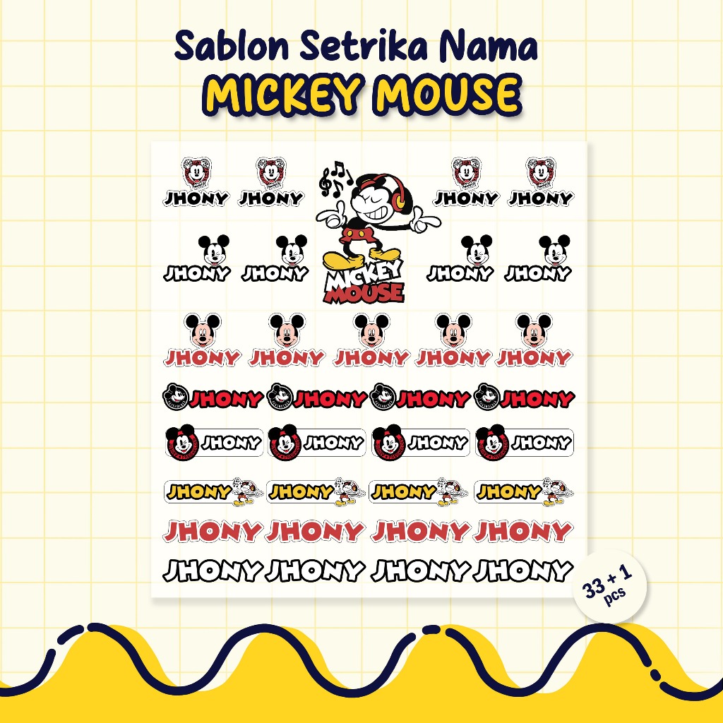 Jual Sablon Setrika Nama, Sablon DTF Nama, Tema Mickey Mouse by Sablon ...