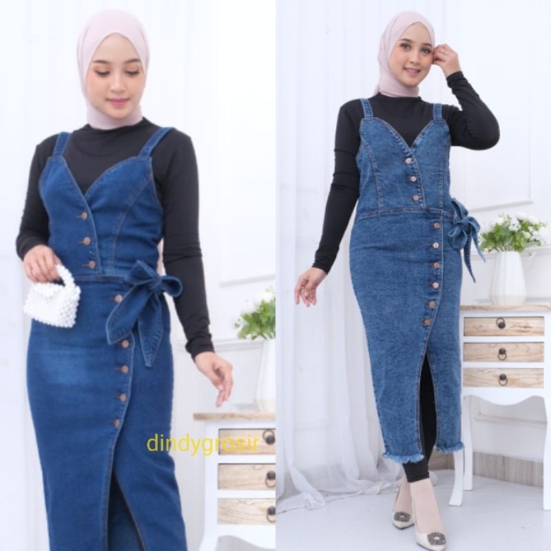 Jual Rok Overall Jeans Premium Zilan Tebal & Stretch | Shopee Indonesia