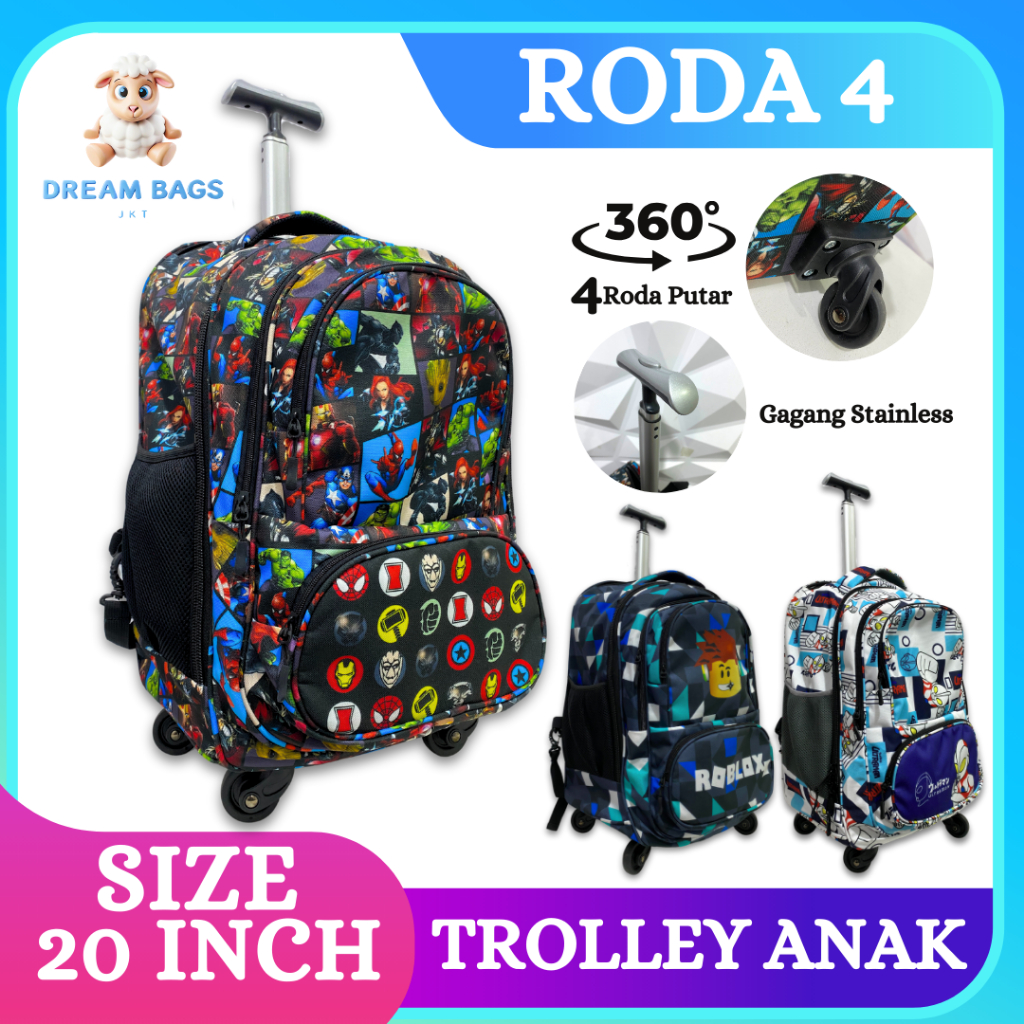 Jual Ransel Troly Dream Bags 18 Inch Tas Troli Anak - Tas Ransel Trolly Sekolah Anak SD SMP ...