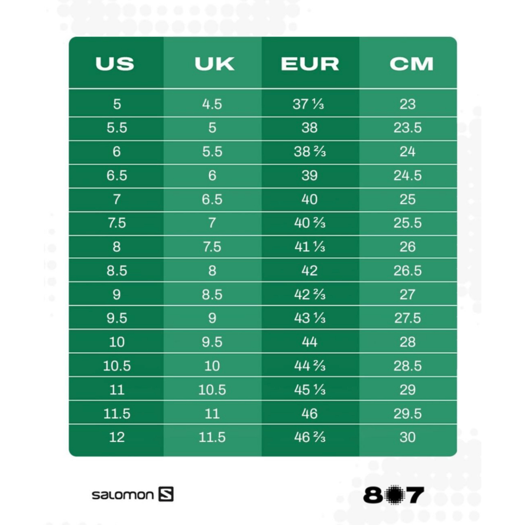 Jual Table Size Chart Sneakers Salomon | Shopee Indonesia