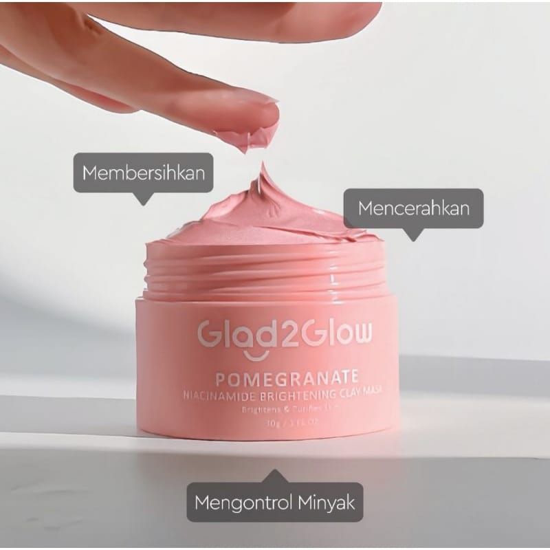 Jual Glad2Glow Glad 2 Glow Pomegranate Niacinamide Brightening Clay mask 30gr | Shopee Indonesia