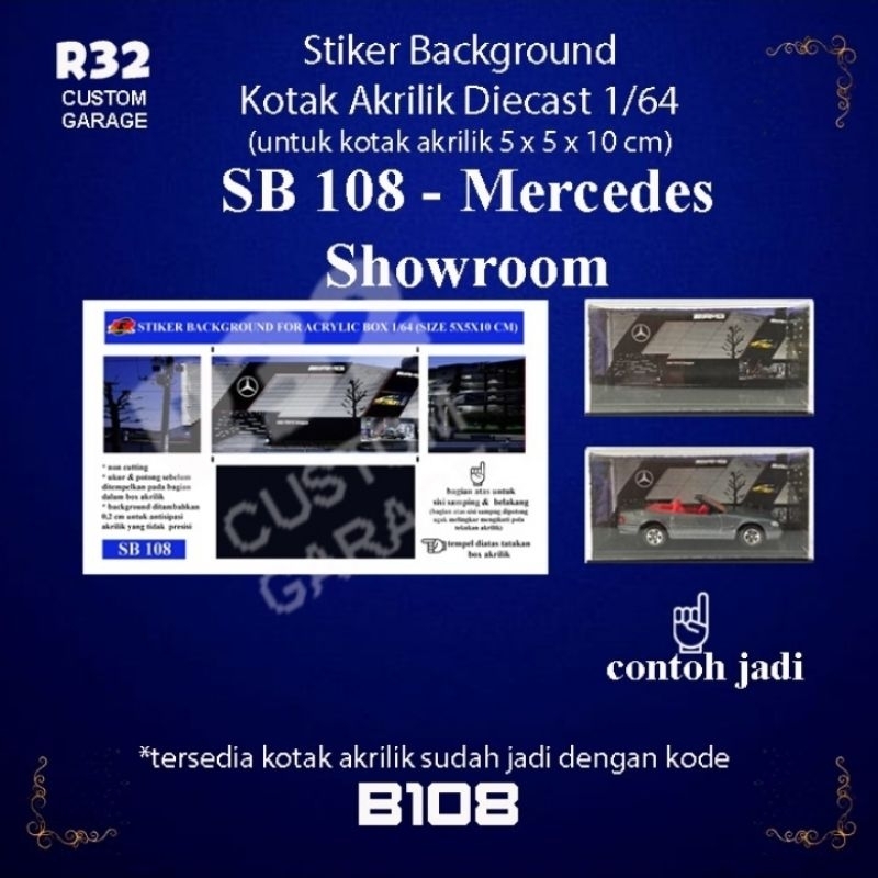 Jual SB108 Stiker Background Kotak Akrilik 1/64 Mercedes Showroom ...
