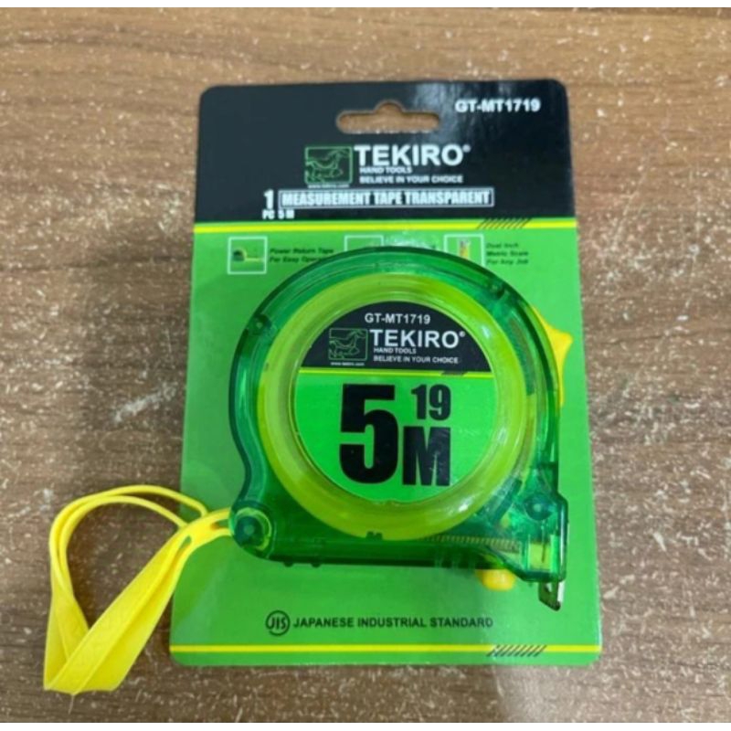 Jual meteran tarik hijau transparan TEKIRO asli 5meter measurement tape ...