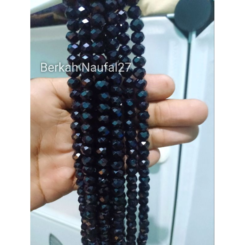 Jual Bahan Craft Crystal Ceko Bakpao Hitam Doff Ukuran 4mm 6mm 8mm Bahan Membuat Gelang Kalung ...