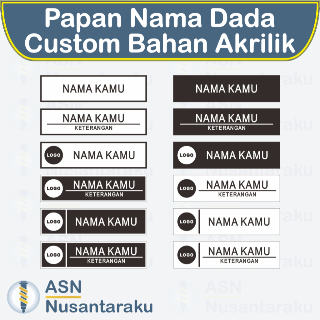 Jual ASN Nusantaraku | Nametag Papan Nama Dada Custom Akrilik Semua ...
